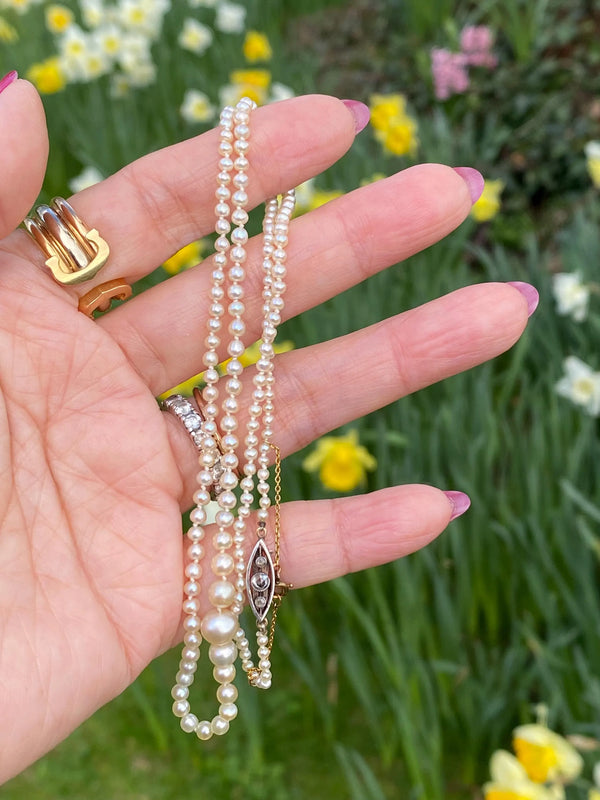Antique sngle strand Natural Saltwater pearl necklace With GCS certifi ...
