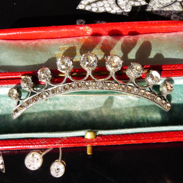 VICTORIAN FRENCH SILVER MARKED PASTE TIARA BROOCH - SHECH